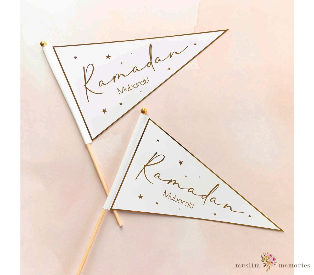 Oversized Ramadan Mubarak Flag Toppers (Set of Two) Muslim Memories